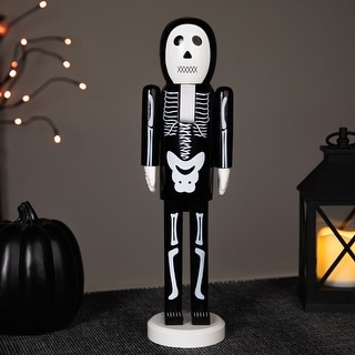 Skeleton Wooden Halloween Nutcracker - 14" - Black and White - Bed Bath & Beyond - 16542521